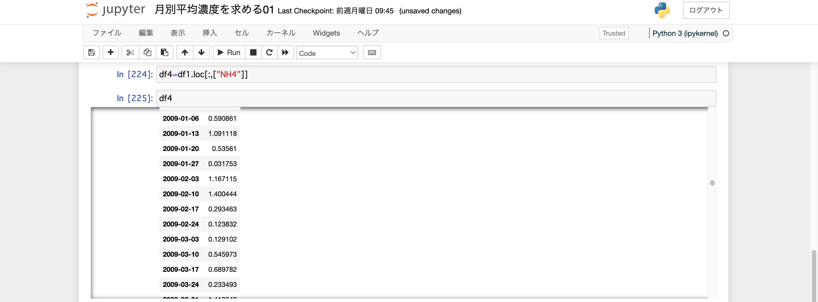 resample('M').mean()が上手くいかない(Pythonのpandas) | teratail