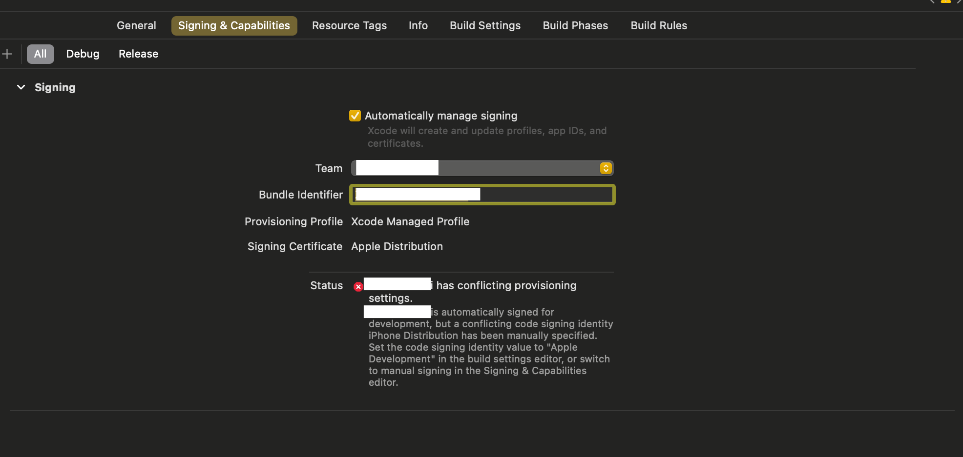 XcodeのSigning & Capabilitiesのエラー