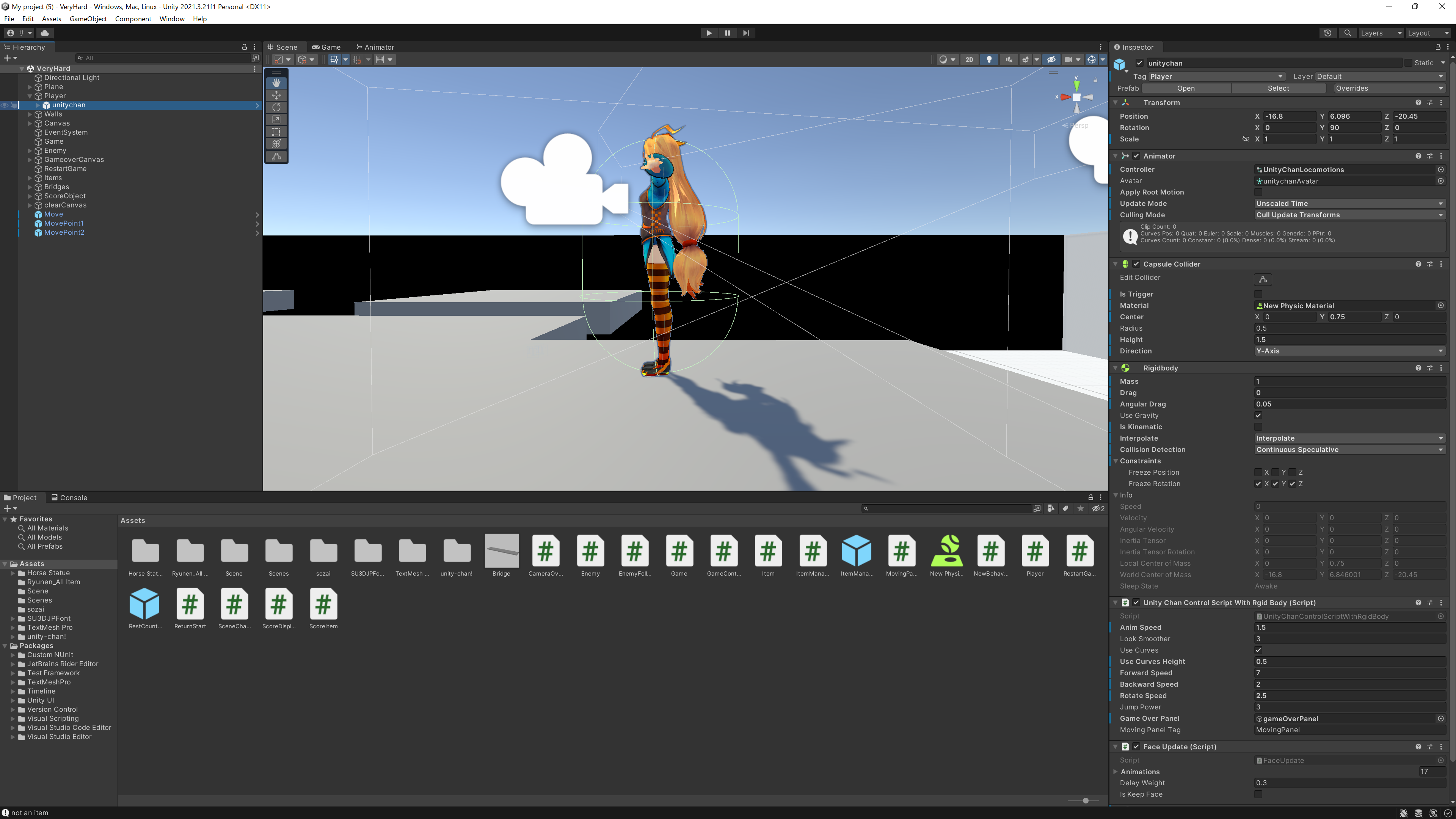 Unityにて、Unitychanが少し宙に浮いたまま歩いたりジャンプする | teratail