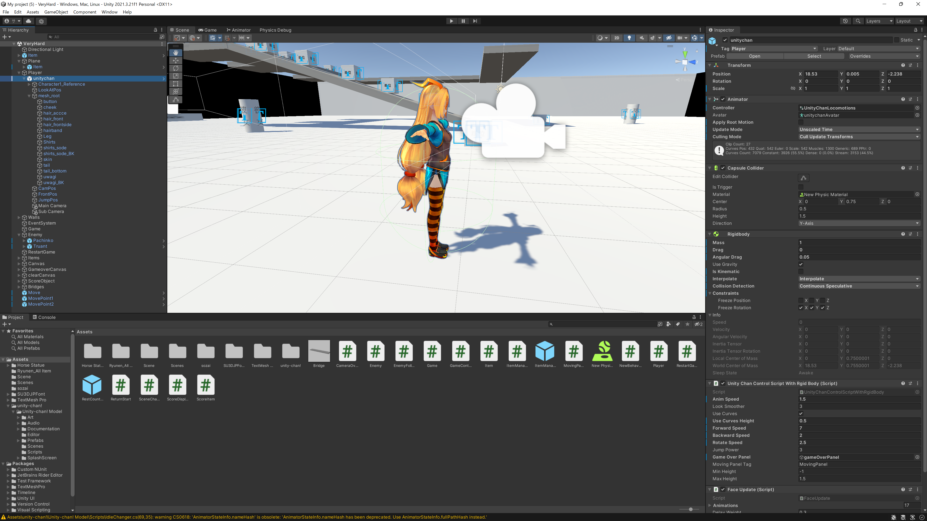 Unityにて、Unitychanが少し宙に浮いたまま歩いたりジャンプする | teratail