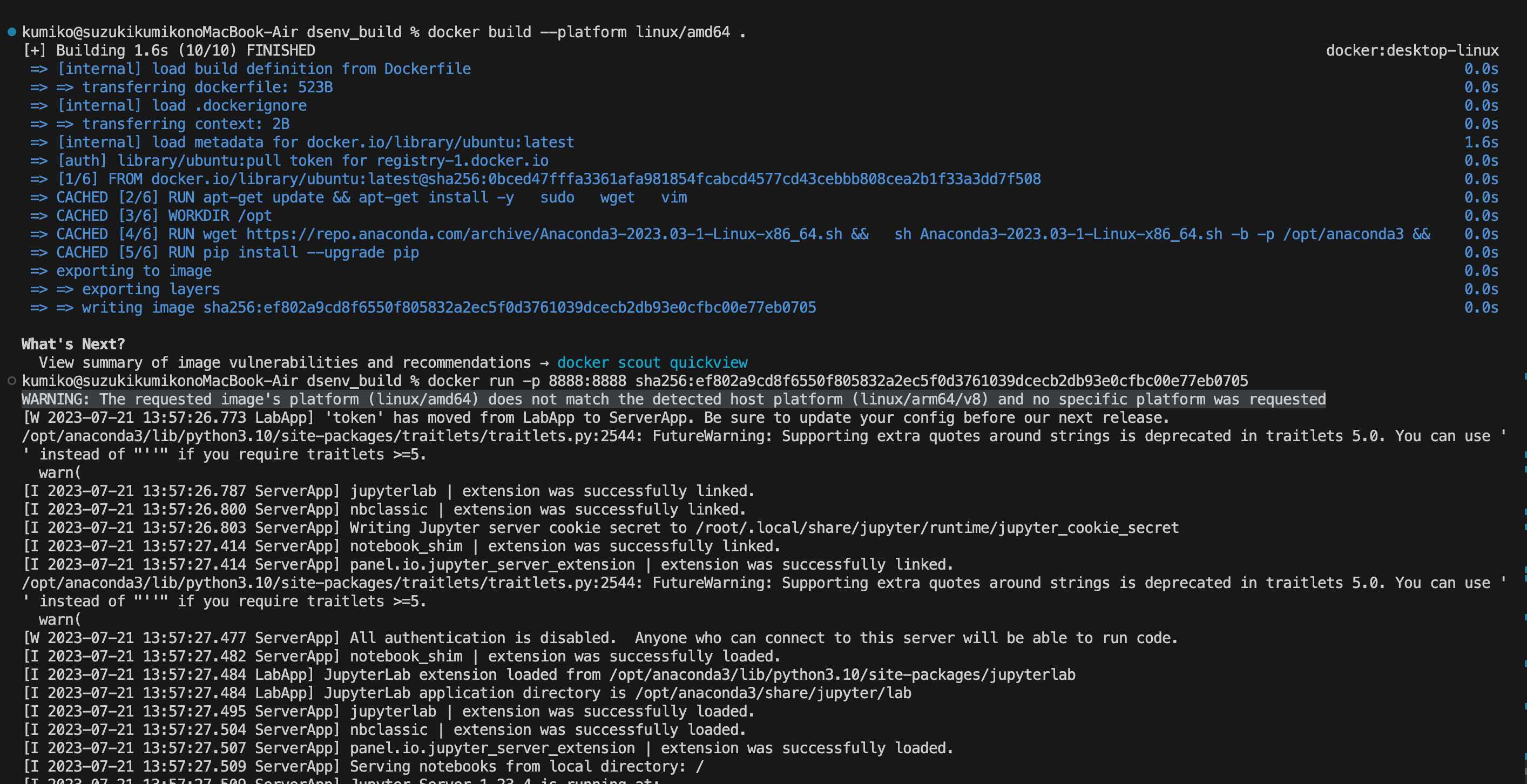 docker run -p 8888:8888 が接続できない