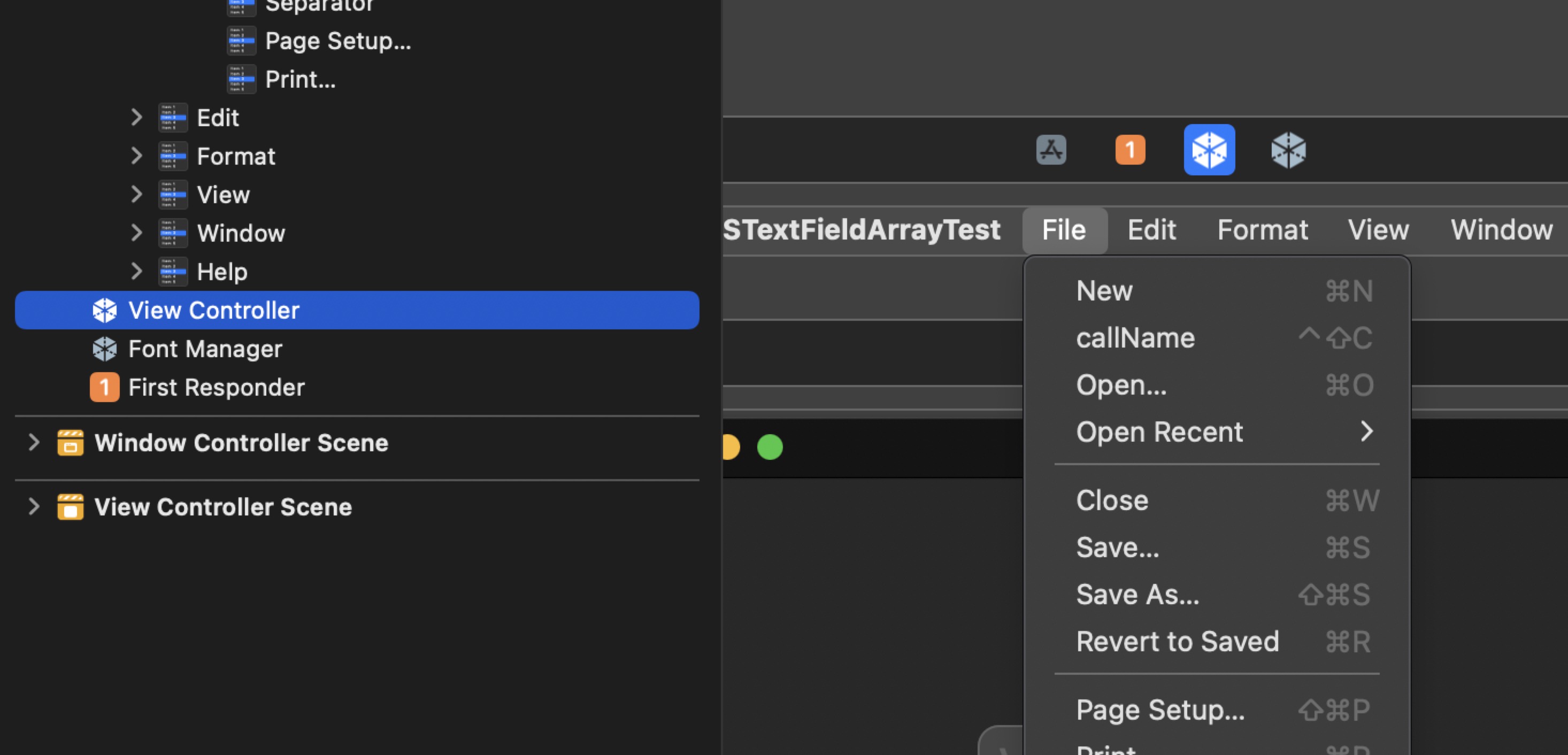 MacOSのアプリを作っています。コマンドを設定し、array [NSTextField]を呼び出すとカウントが0になってしまいます。