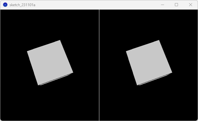 Processingの画面を2つに分割し同じものを描画(P3Dを用いる) | teratail