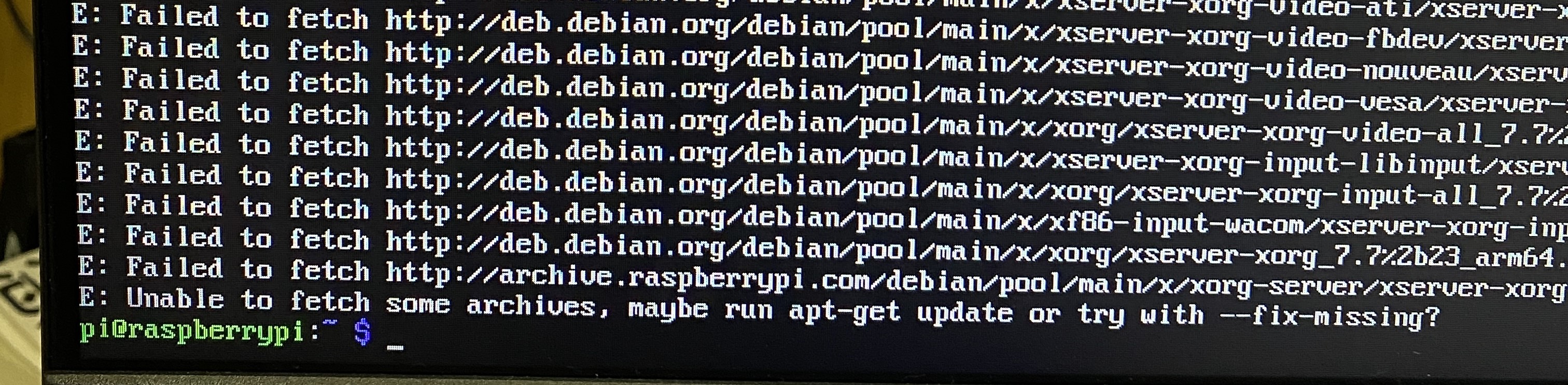 Raspberry Pi OS Liteのデスクトップ化でエラーが発生する